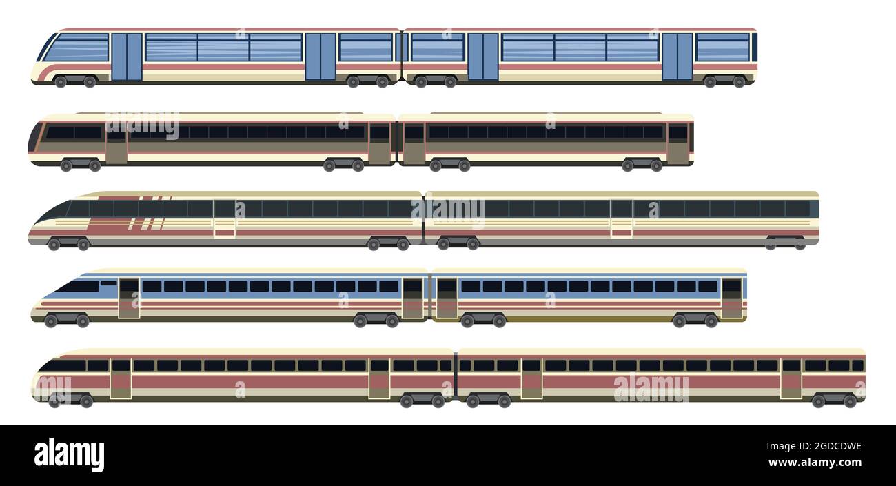 Set. High-speed train. Suburban and urban underground transport ...