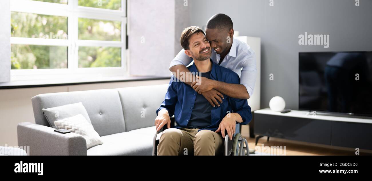 Happy African American Patient In Wheel Chair Stock Photo - Alamy