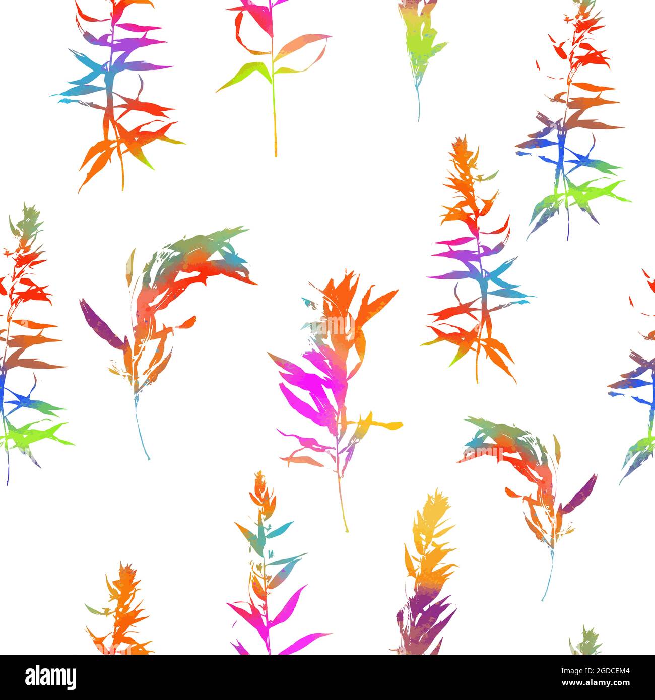 Rainbow leaves seamless background. Mixed media. Vector illustration ...