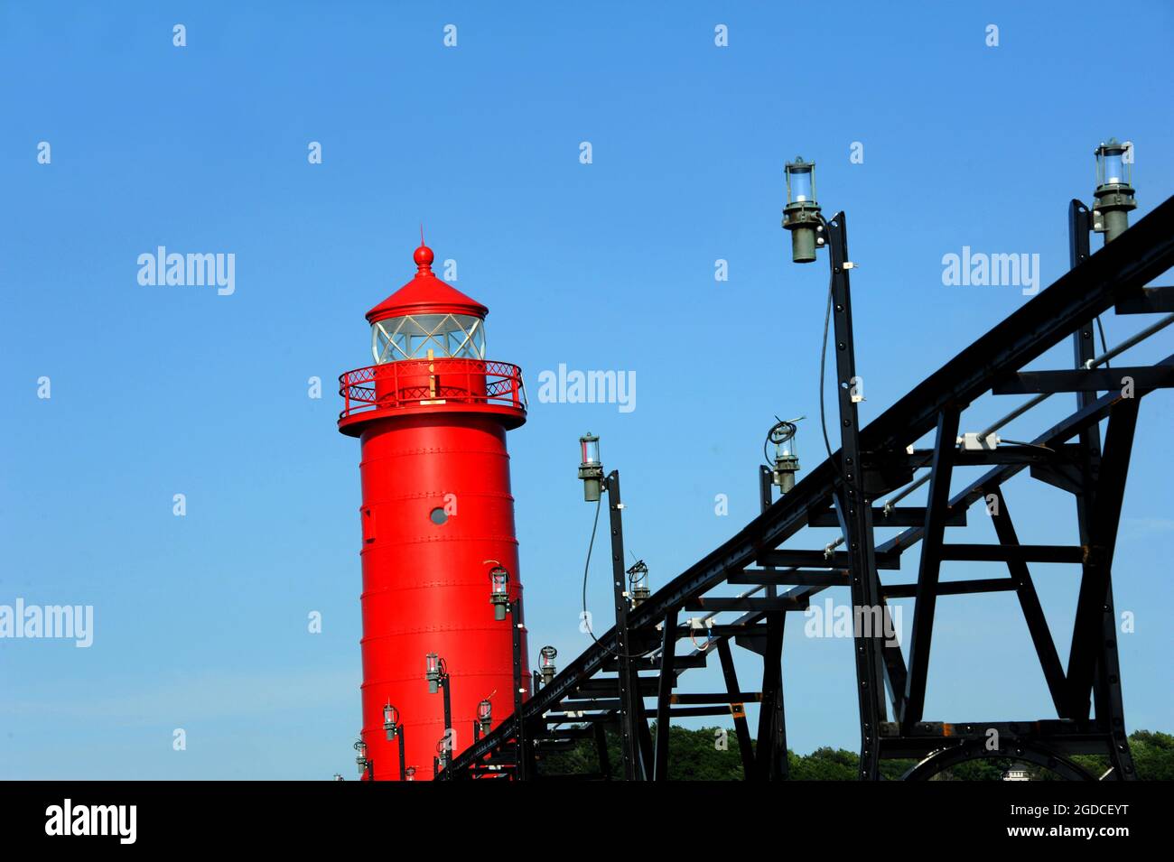 Beacon on Lake Michigan Stock Photo - Alamy
