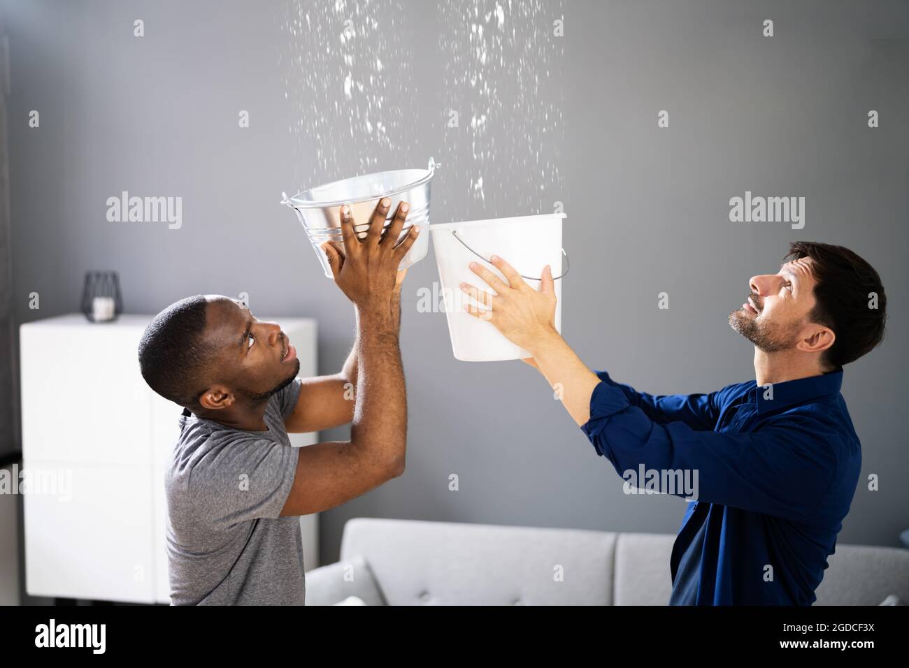 Emergency Water Leak Ceiling Damage. House Repair Stock Photo - Alamy