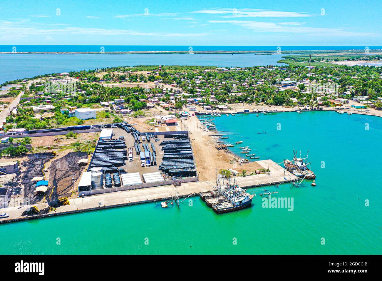 Fishing boats in the Yavaros port, sardine boats, maritime port ...
