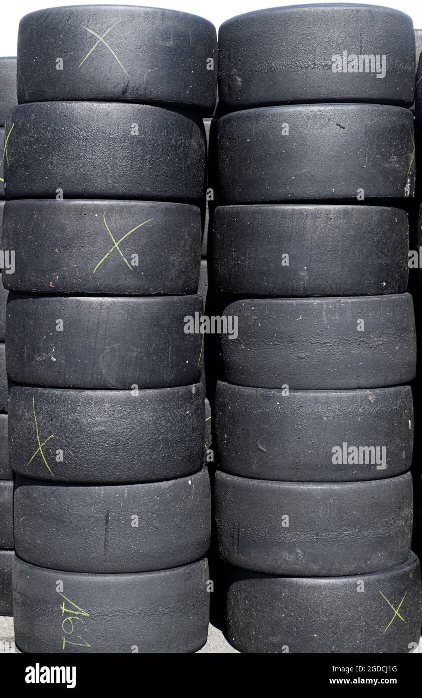 Large group of motorsport used and scratched racing tire heap set Stock ...