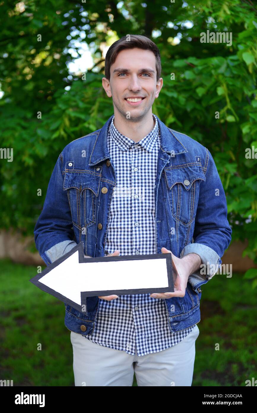 Man with pointer outdoors Stock Photo - Alamy