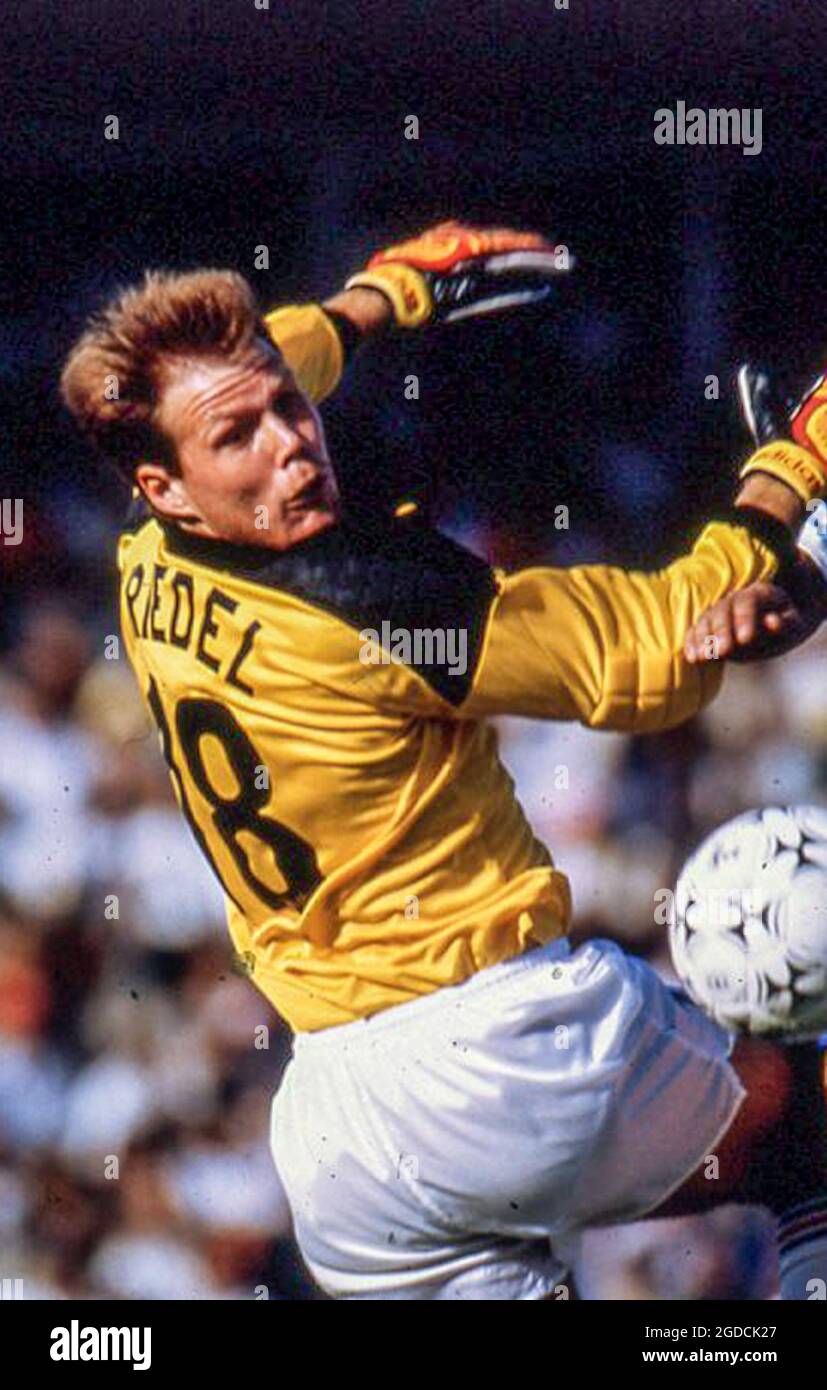 USA World Cup goalkeeper Brad Friedel watches the ball go by Stock ...