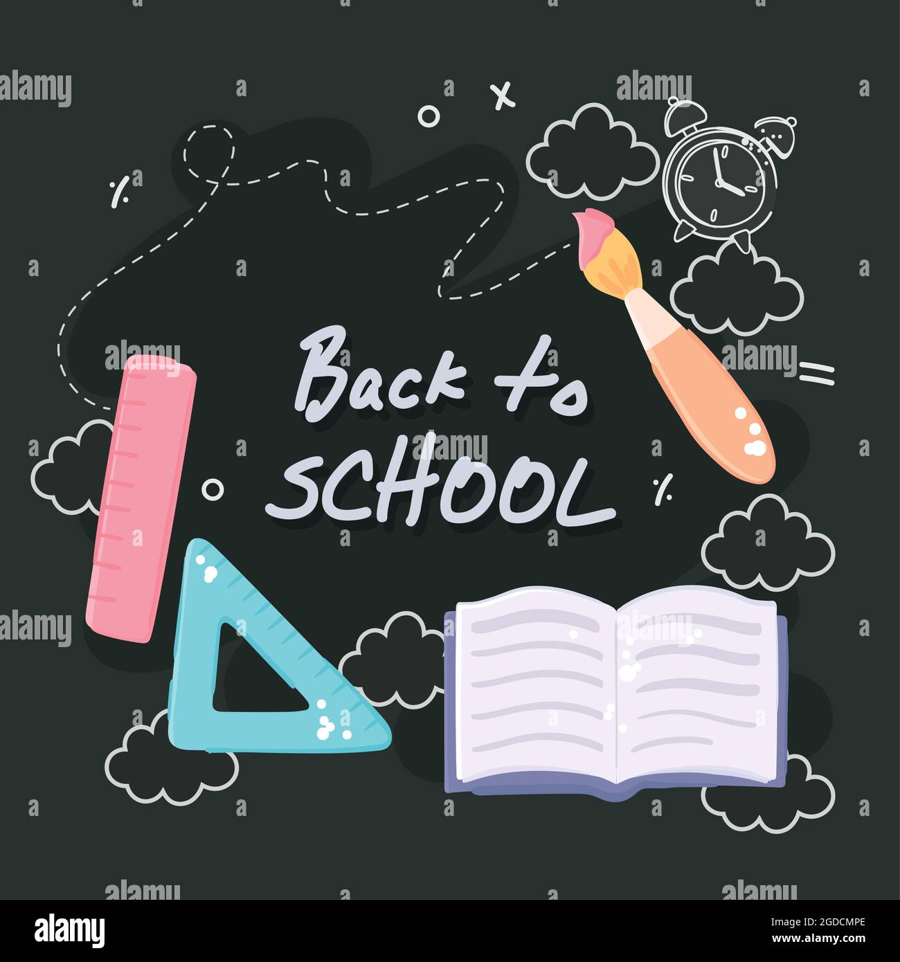 back to school drawing on chalkboard Stock Vector Image & Art - Alamy