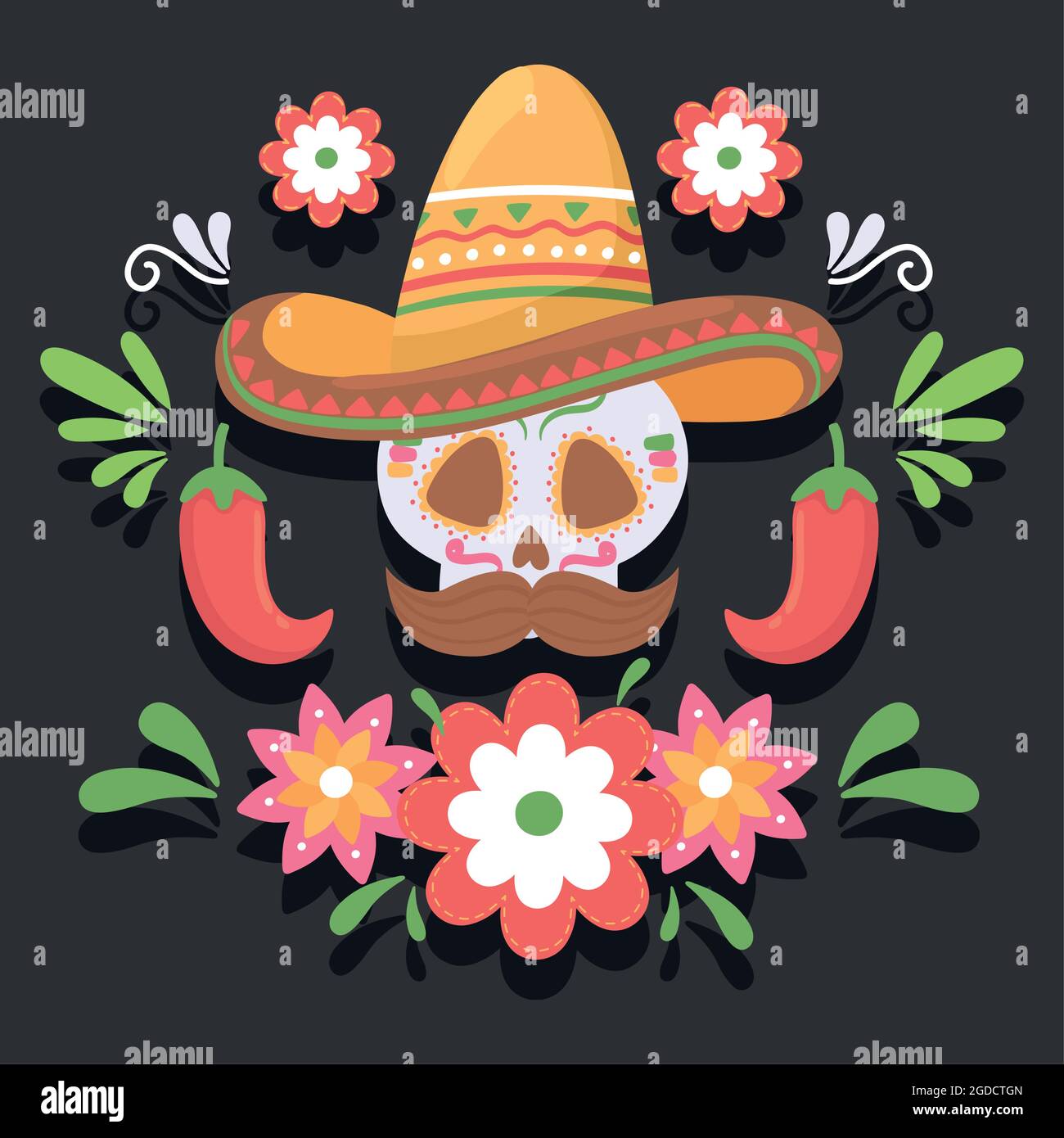 mexican skull with hat Stock Vector Image & Art - Alamy