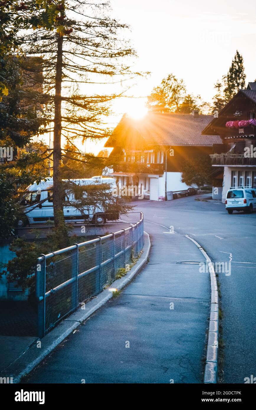 Beautiful sun shining through the house roof in a village Stock Photo ...