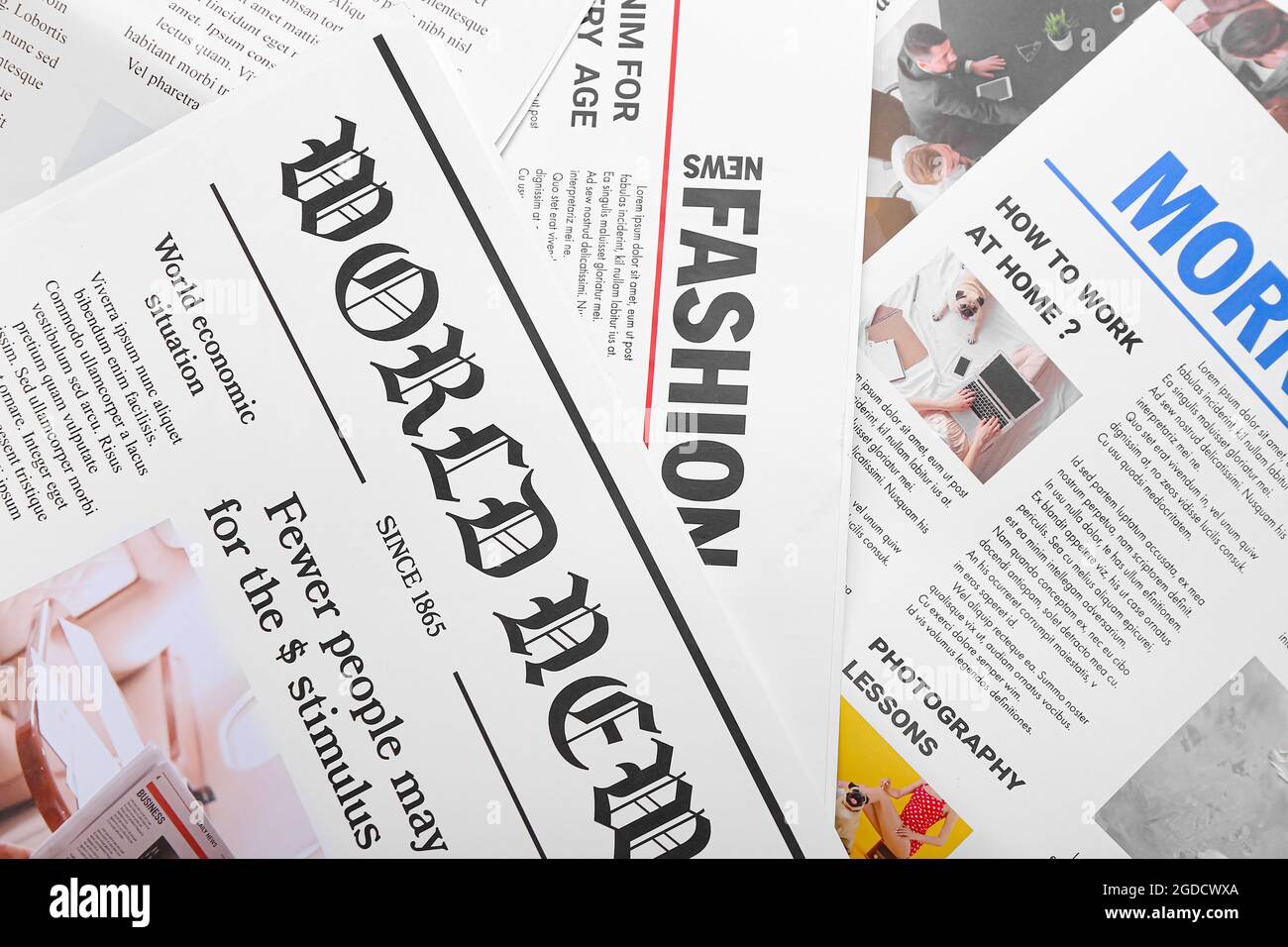 Different newspapers as background, closeup Stock Photo - Alamy