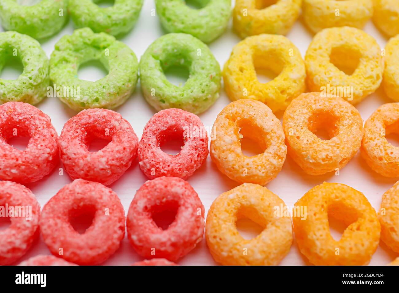Cereal rings on white background Stock Photo - Alamy