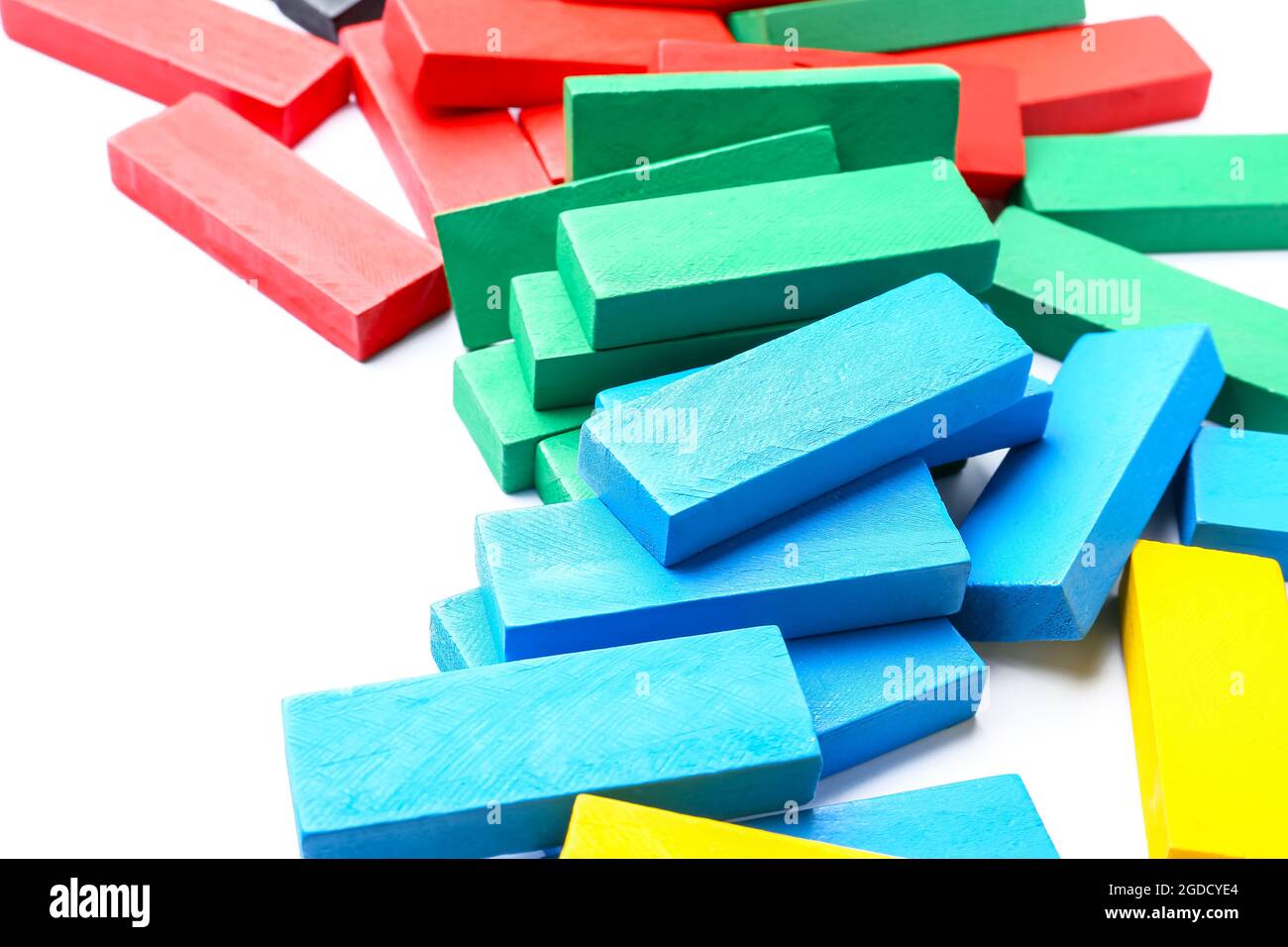Colorful wooden blocks on white background Stock Photo - Alamy