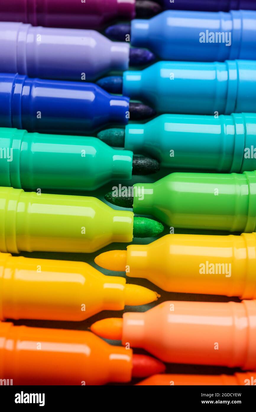 Colorful markers as background, closeup Stock Photo - Alamy