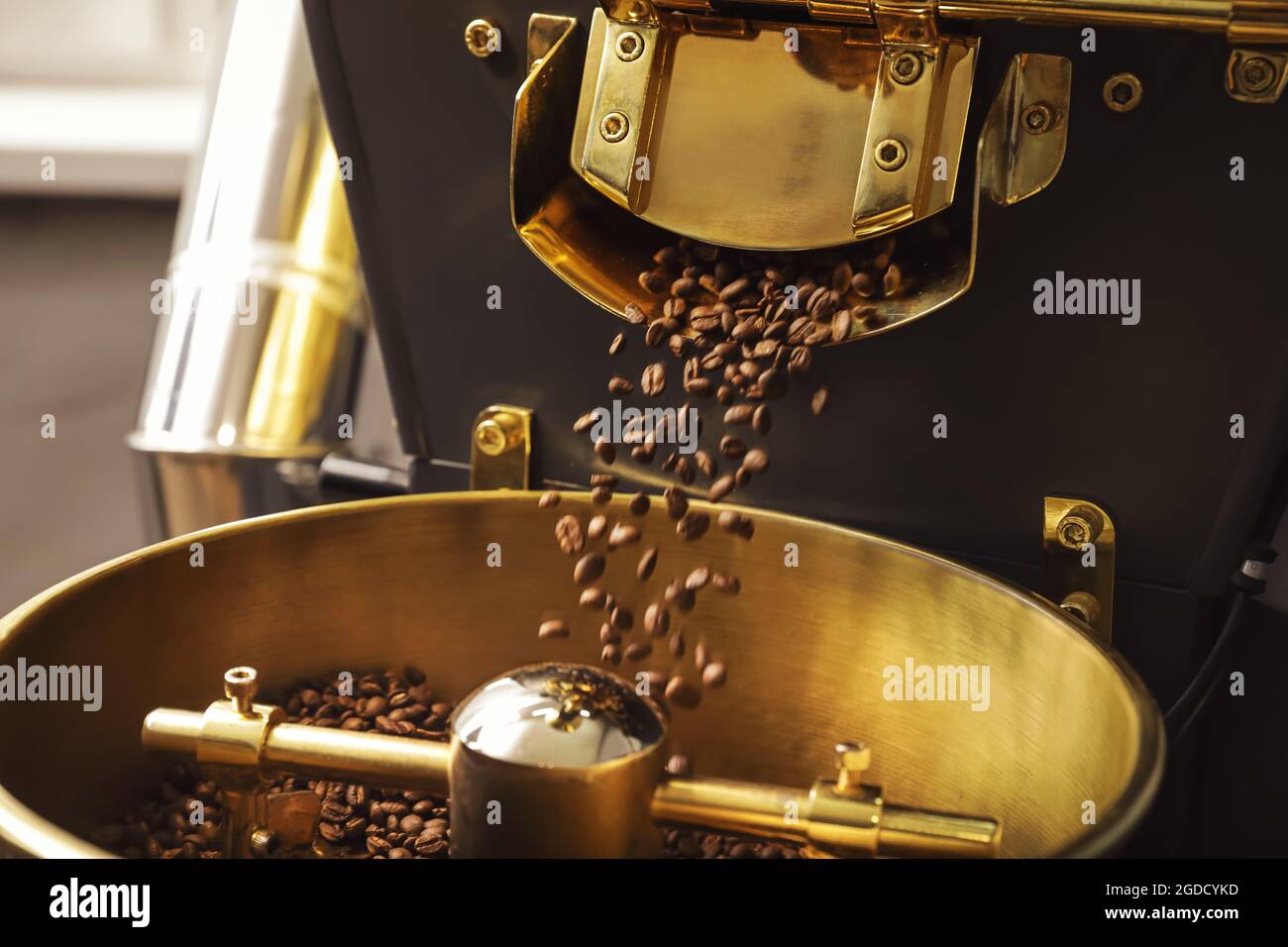 Modern coffee roaster, closeup view Stock Photo - Alamy