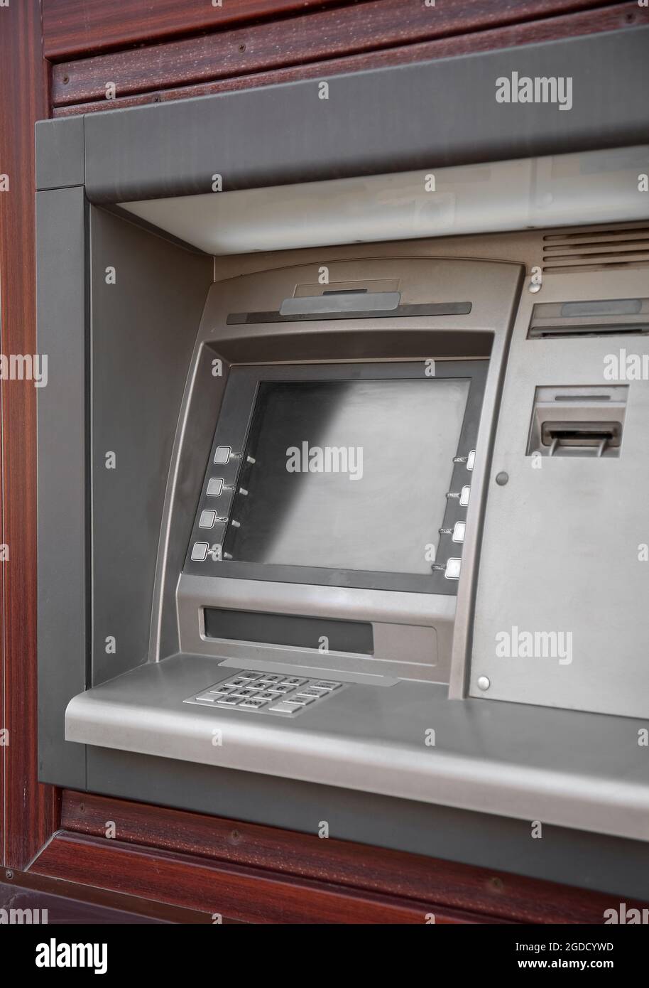 View of modern ATM outdoors Stock Photo - Alamy