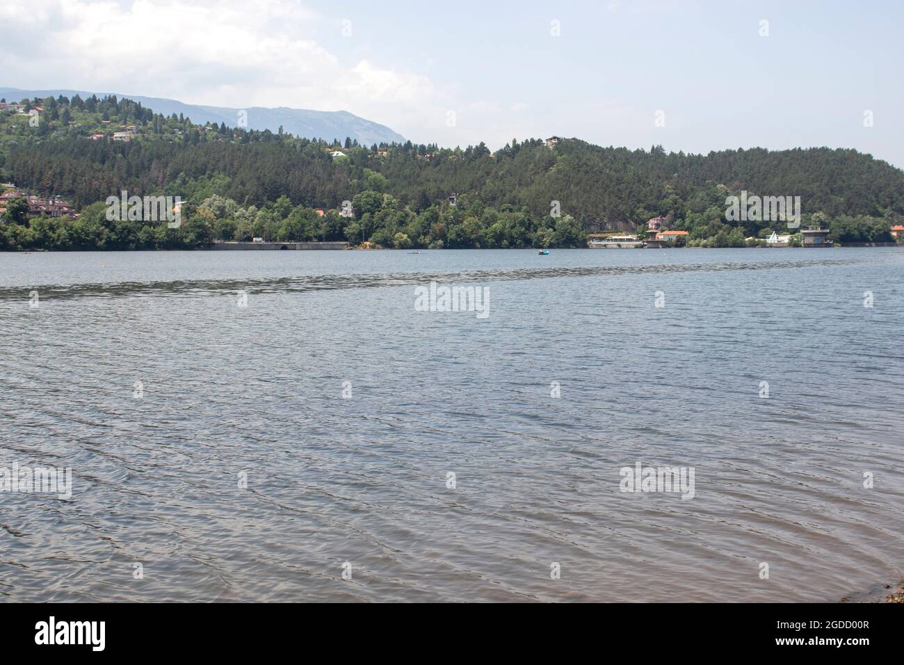 Summer view of Pancharevo lake, Sofia city Region, Bulgaria Stock Photo ...