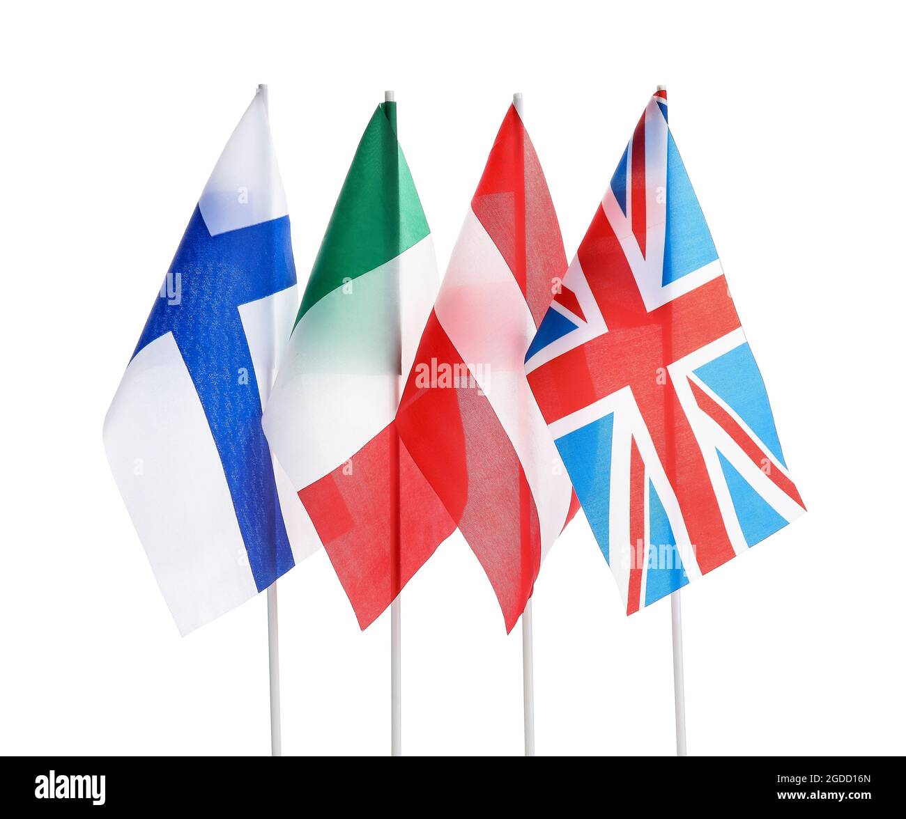 Flags of different countries on white background Stock Photo - Alamy