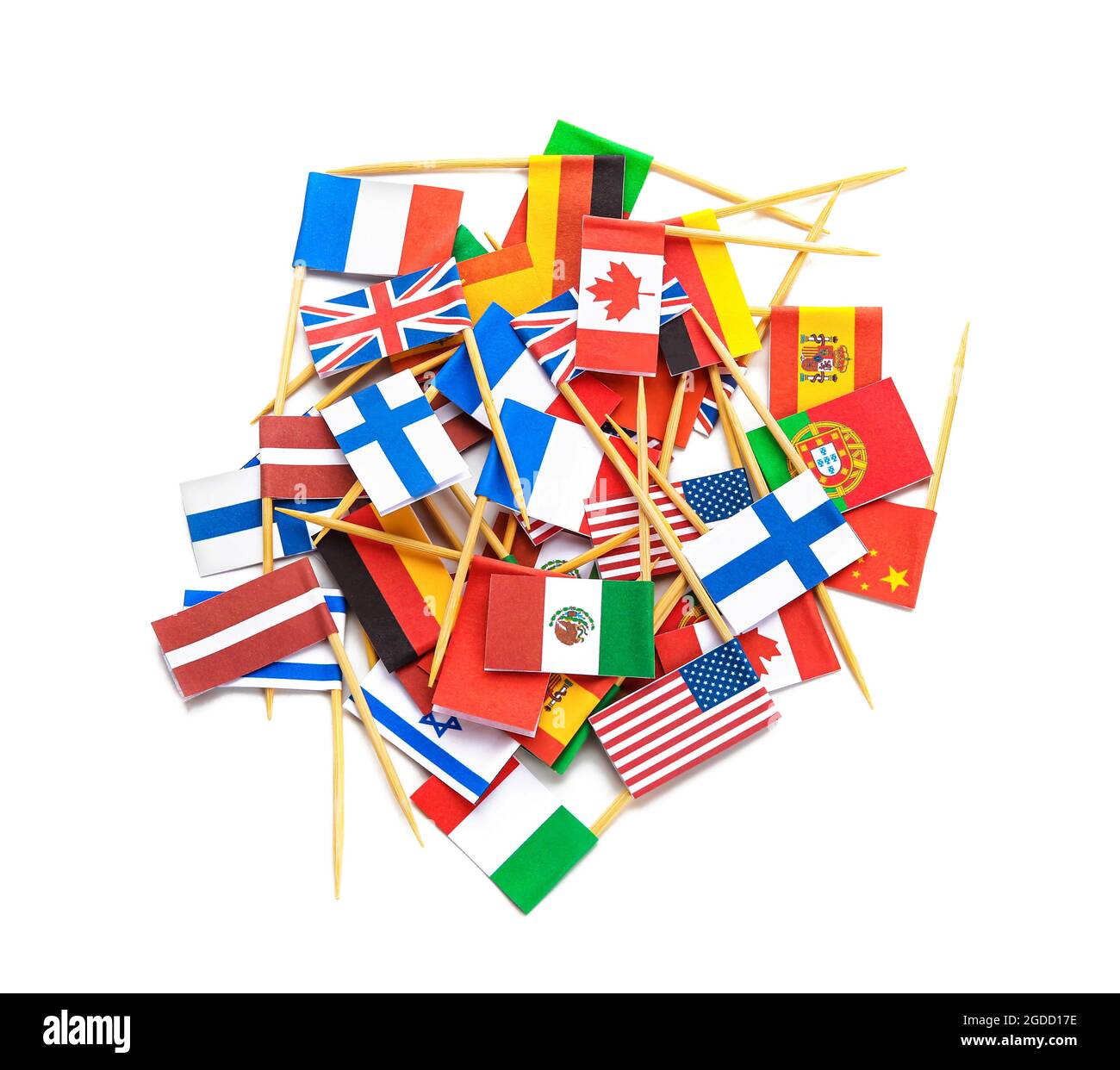 Many flags of different countries on white background Stock Photo - Alamy