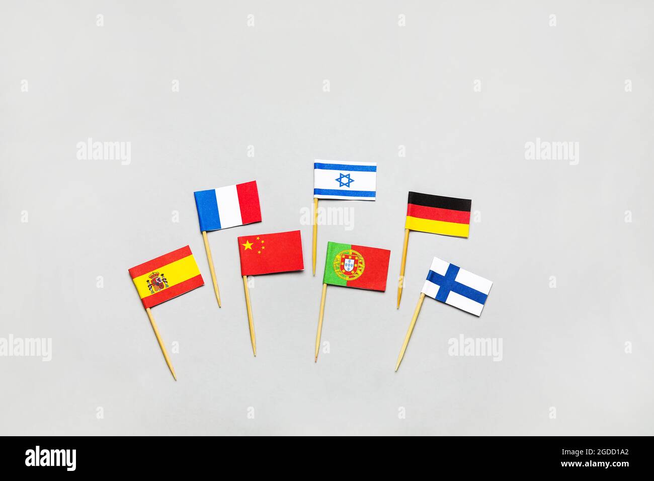 Flags of different countries on grey background Stock Photo - Alamy