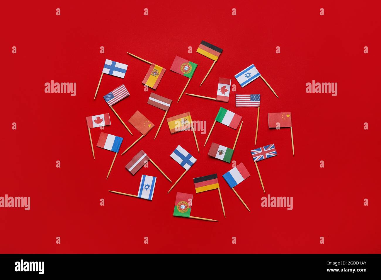 Flags of different countries on color background Stock Photo - Alamy