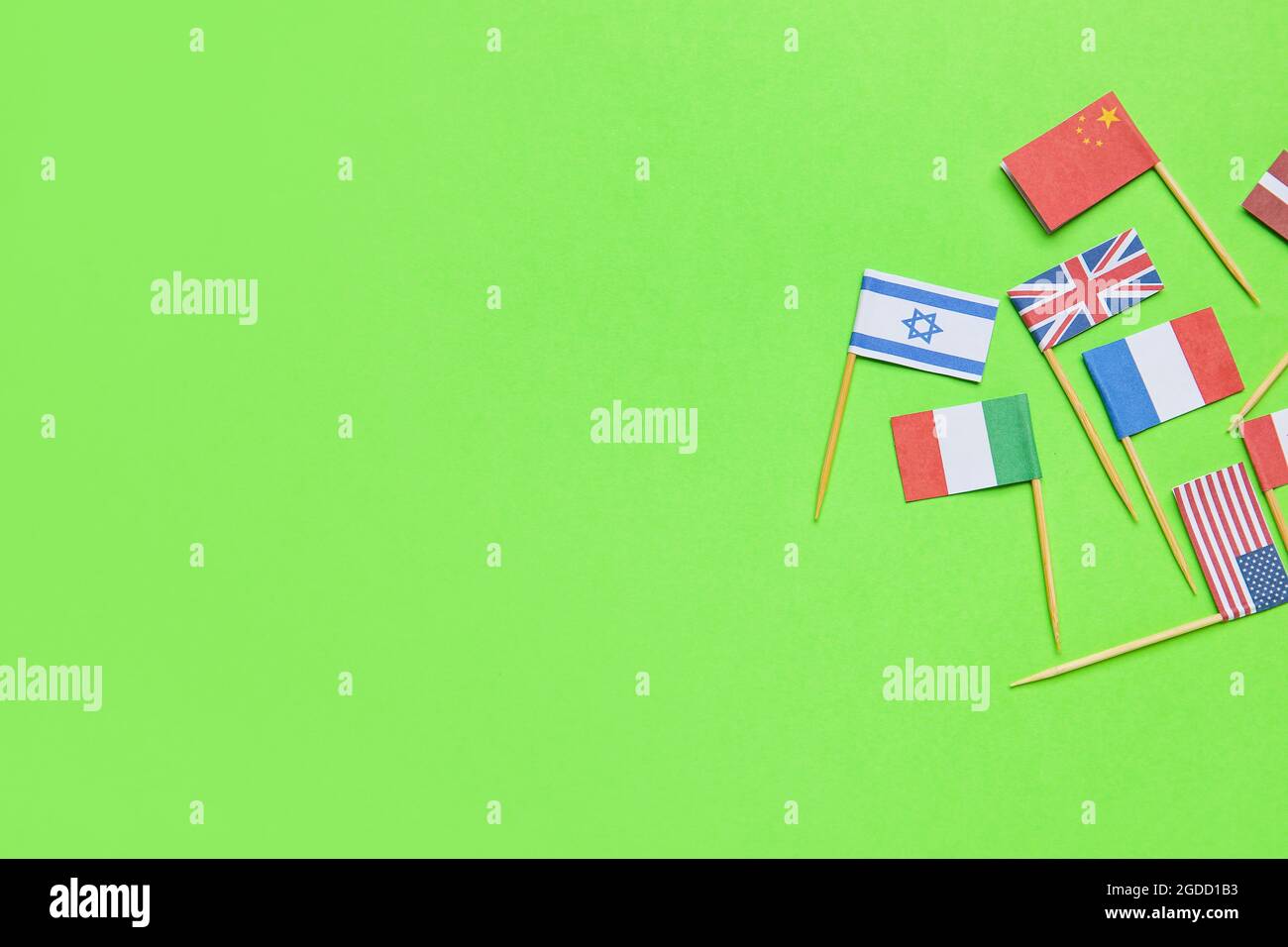 Flags of different countries on color background Stock Photo - Alamy