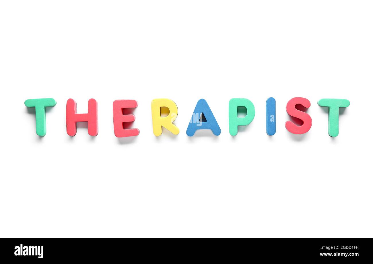 Word THERAPIST on white background Stock Photo - Alamy