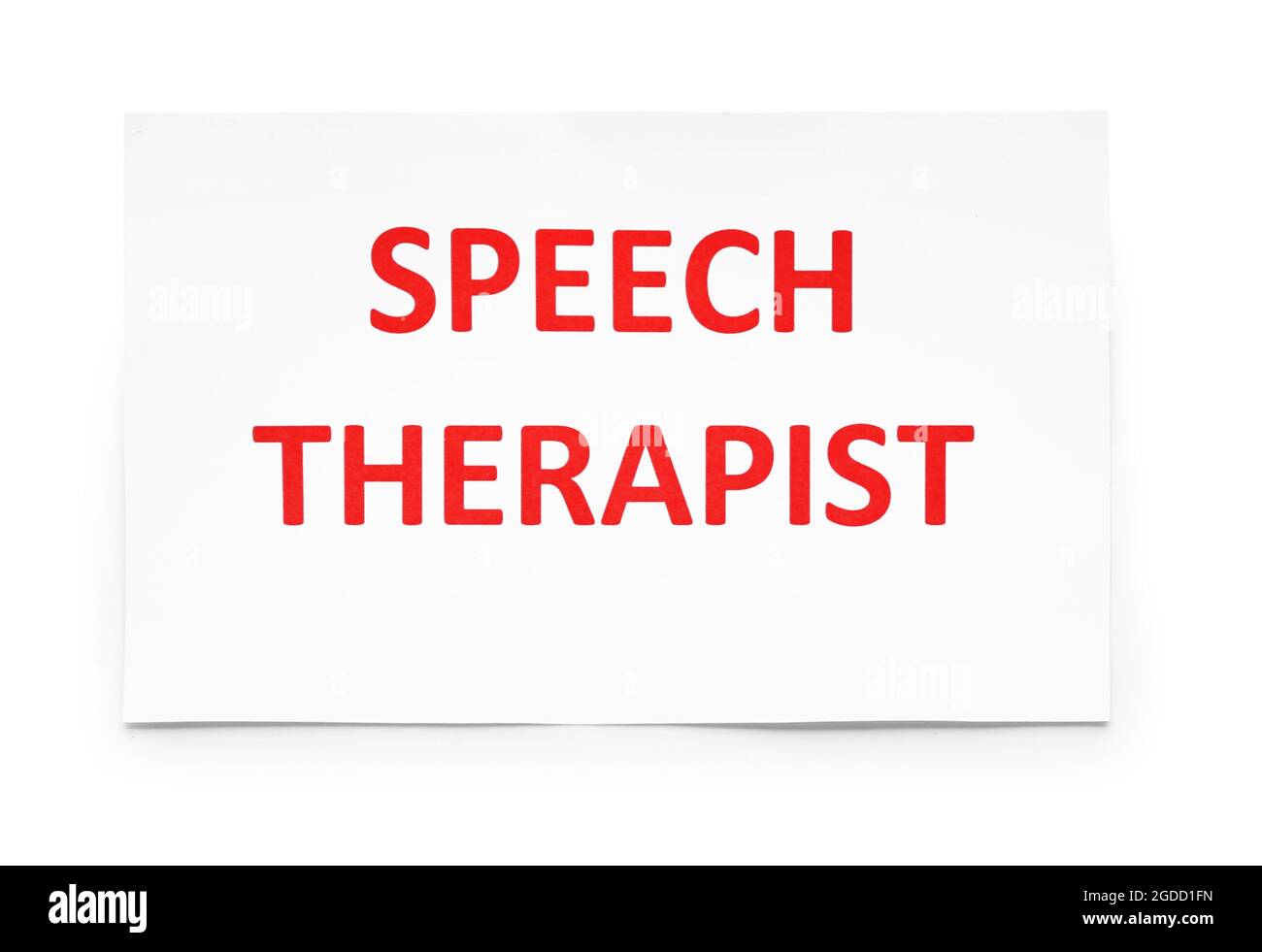Paper sheet with text SPEECH THERAPIST on white background Stock Photo ...