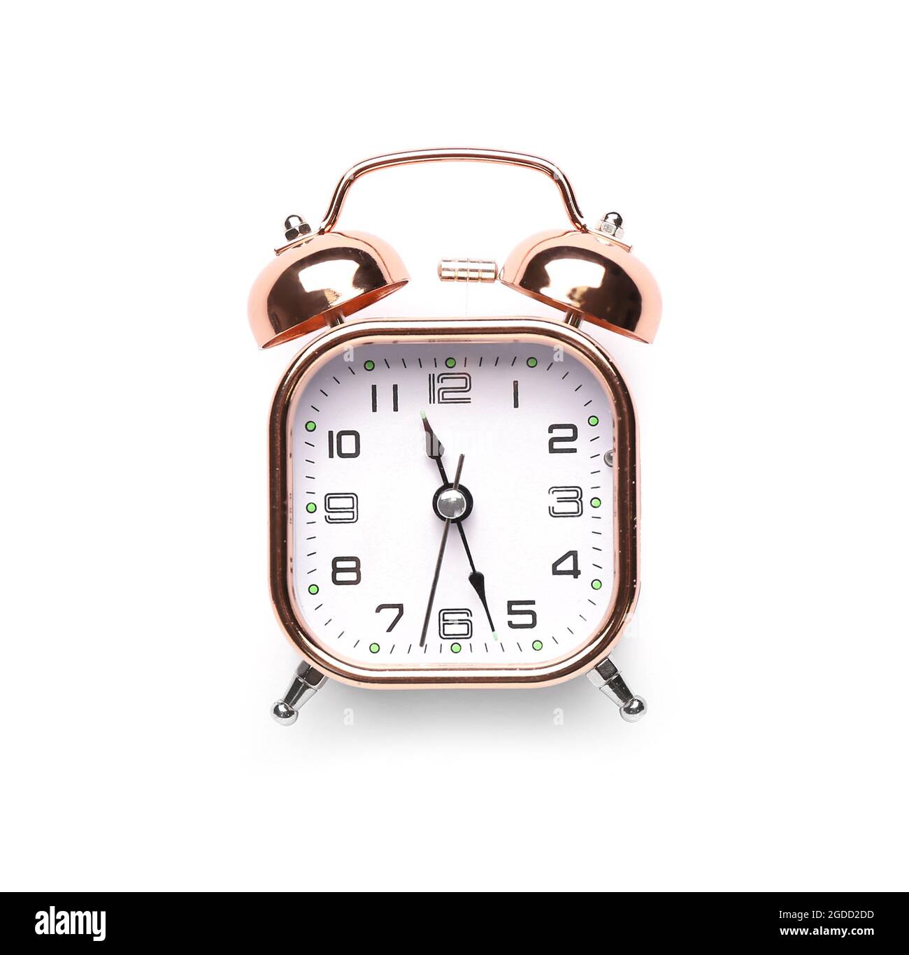 Stylish alarm clock on white background Stock Photo - Alamy