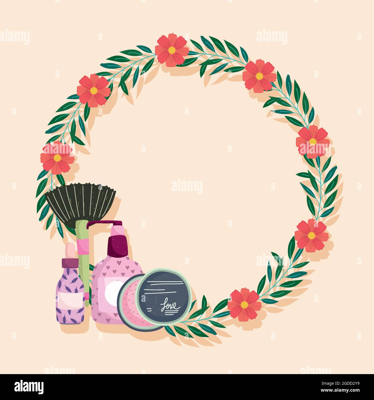skincare products and floral frame Stock Vector Image & Art - Alamy