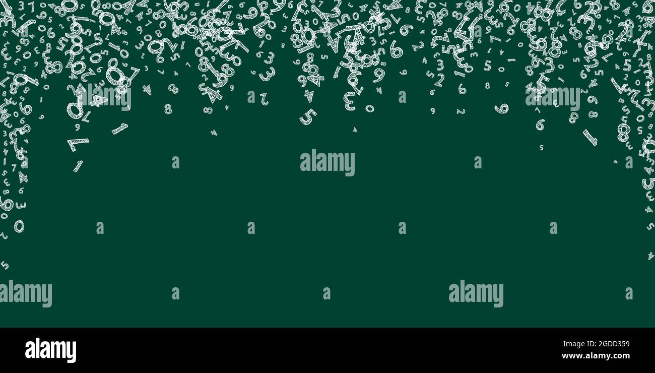 Falling childish chalk numbers. Math study concept with flying digits ...