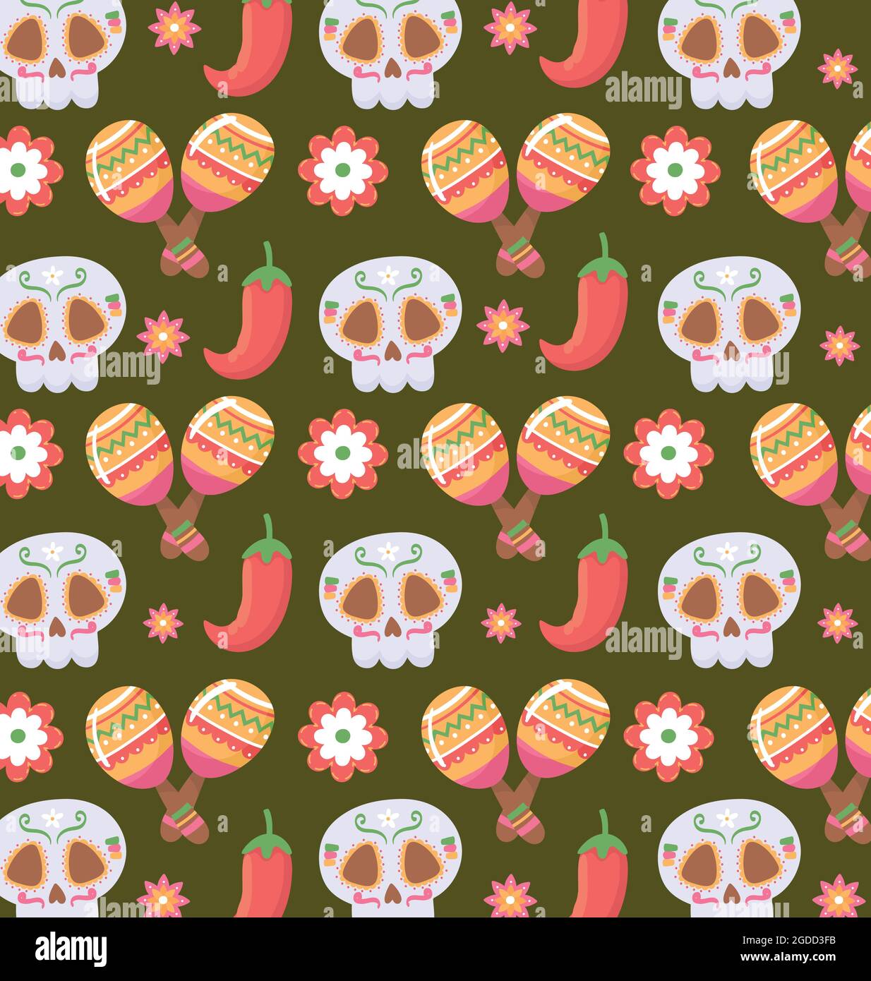 mexican skull flower maracas Stock Vector Image & Art - Alamy