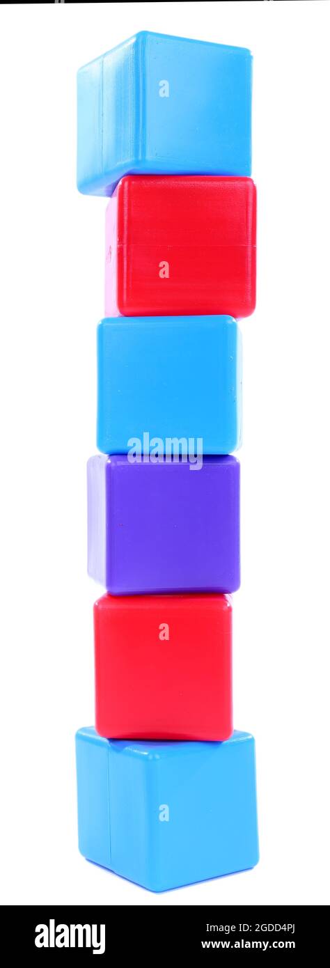 Plastic colorful cubs isolated on white Stock Photo - Alamy