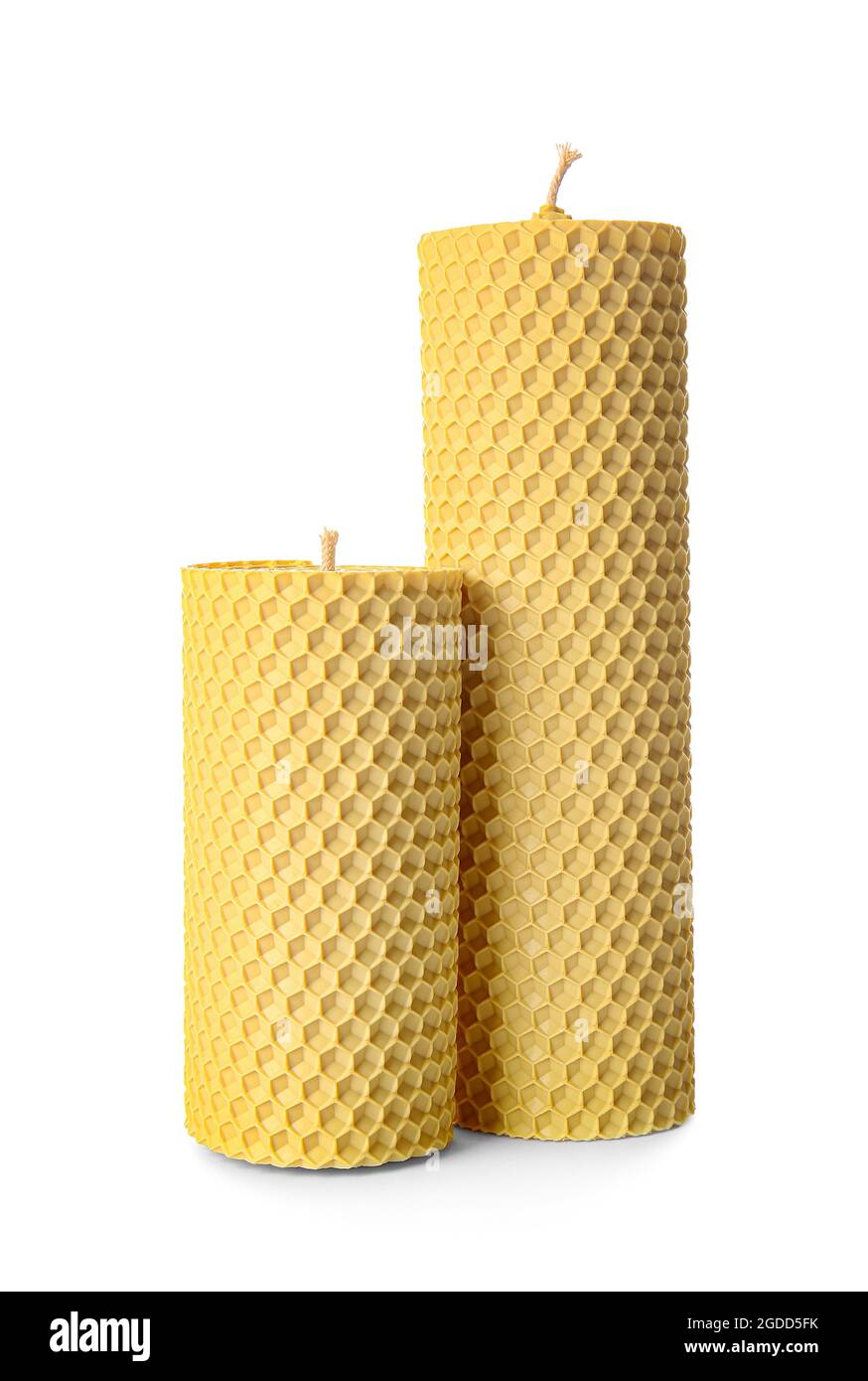 Handmade wax candles on white background Stock Photo - Alamy