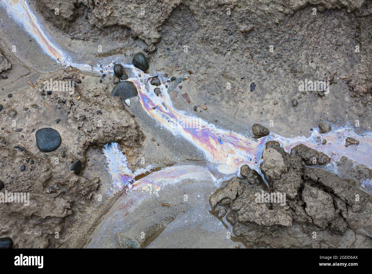 Micro-scale geographical features in silt after a river flood. The ...