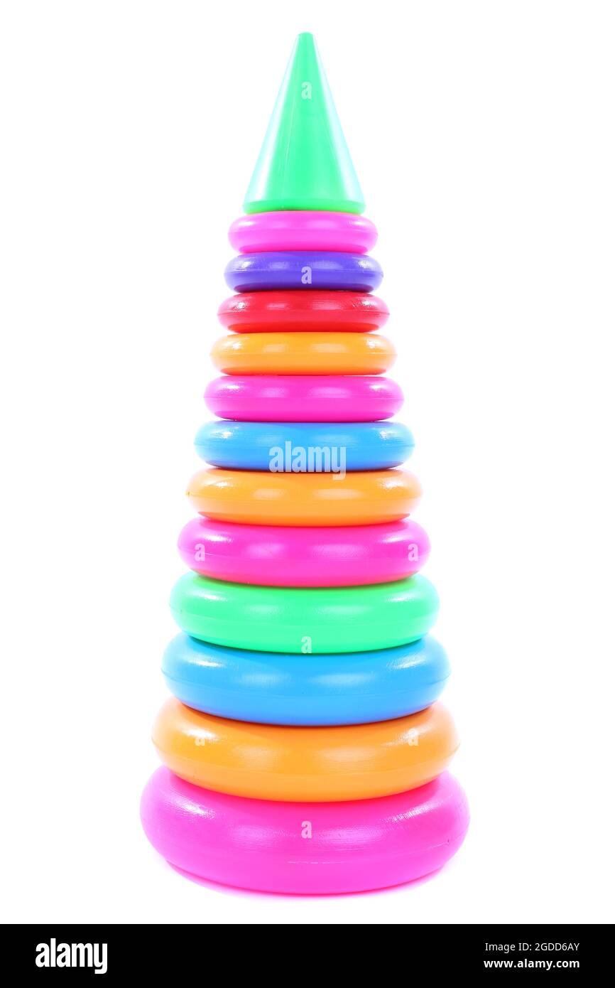 Plastic toy pyramid isolated on white Stock Photo - Alamy