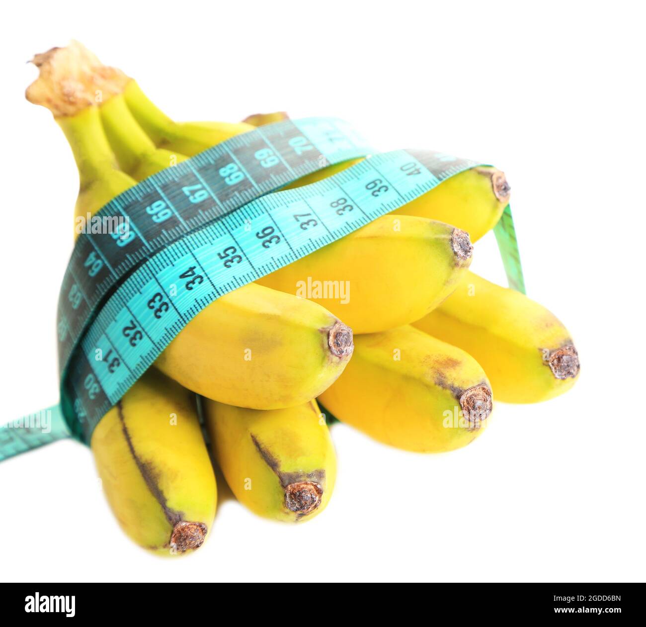 Bunch of mini bananas and measuring tape, isolated on white Stock Photo ...