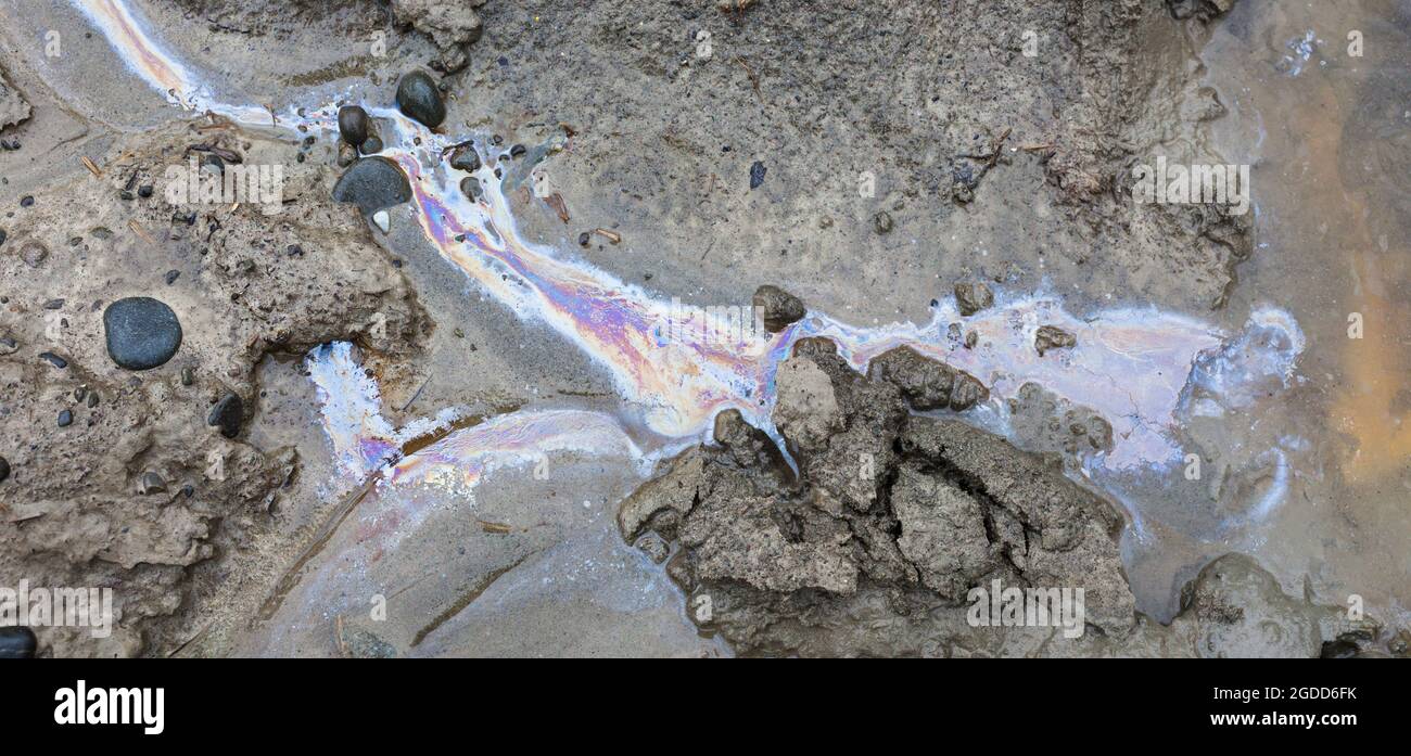 Micro-scale geographical features in silt after a river flood. The ...