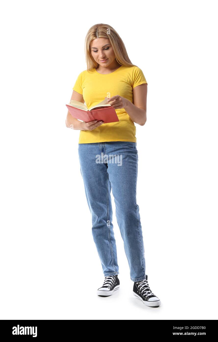 Woman reading story book Cut Out Stock Images & Pictures - Alamy