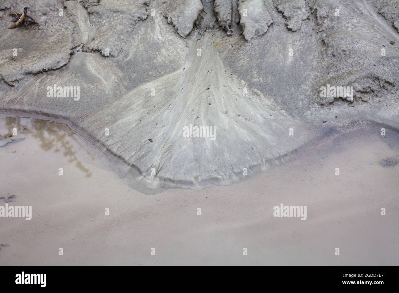 Micro-scale geographical features in silt after a river flood. The ...