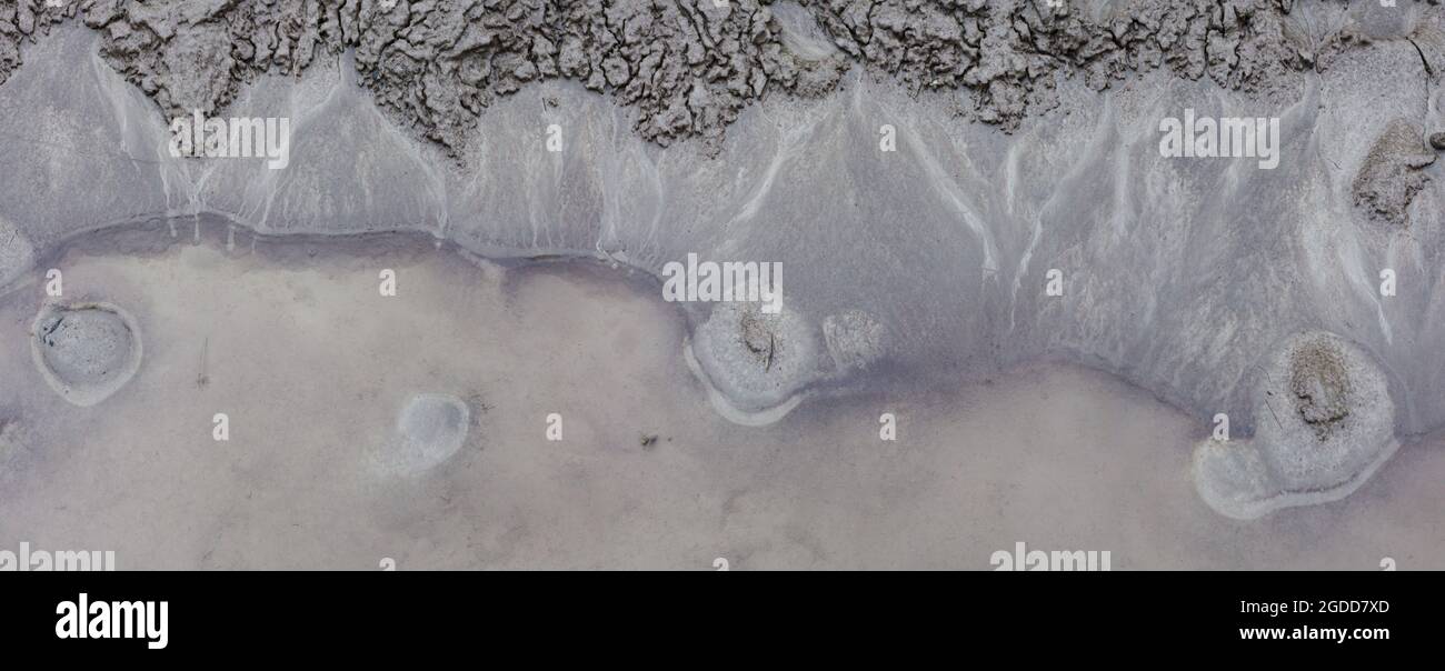 Micro-scale geographical features in silt after a river flood. The ...