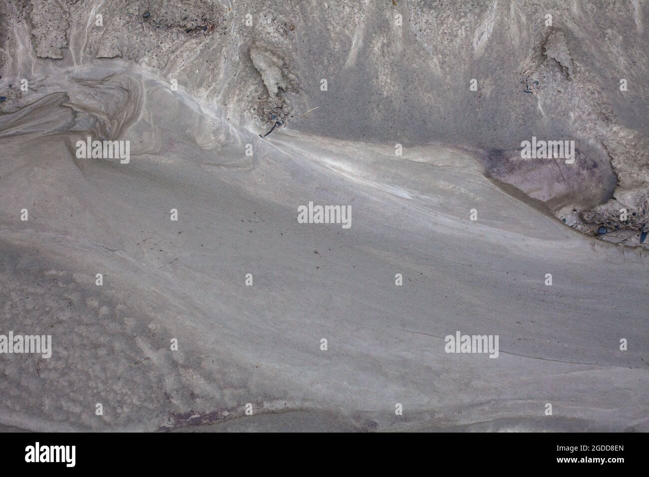 Micro-scale geographical features in silt after a river flood. The ...