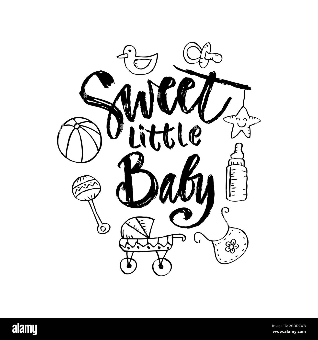 Sweet little baby lettering. Motivational quote Stock Photo - Alamy