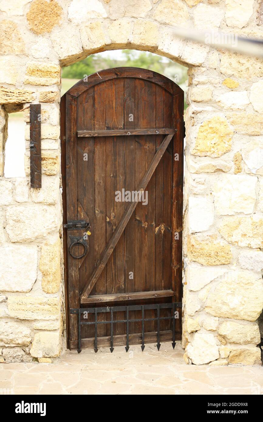Wooden retro door Stock Photo - Alamy