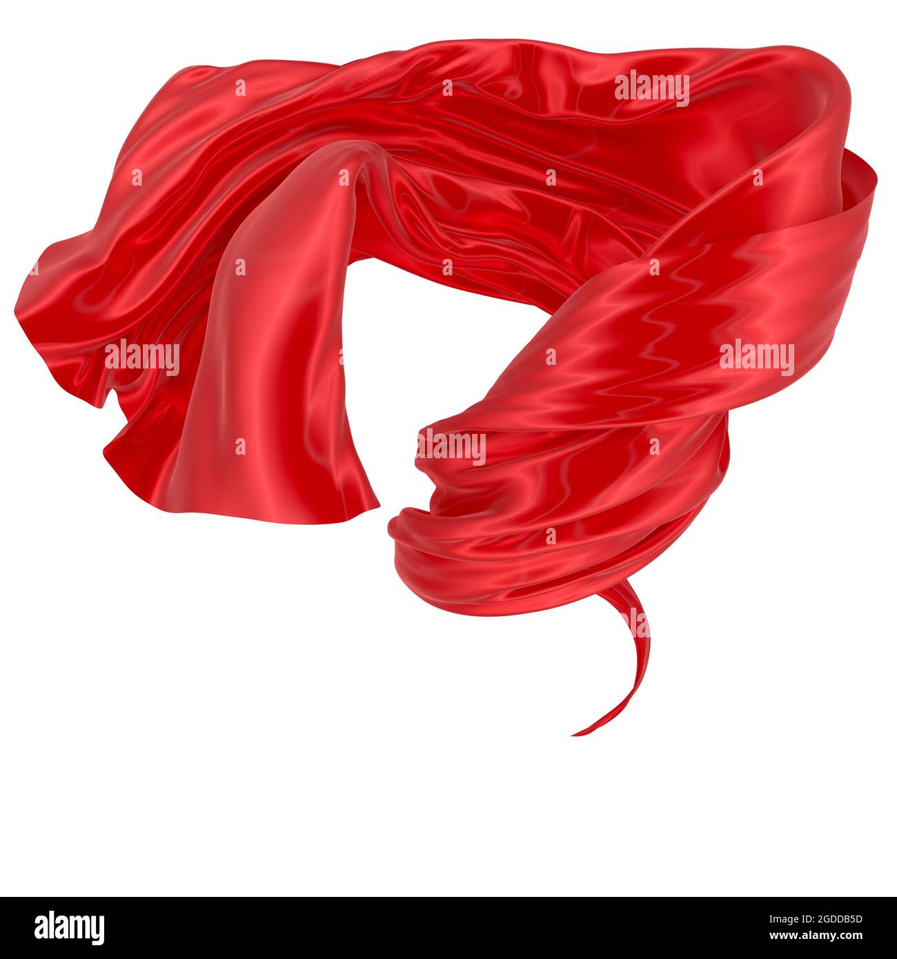 Beautiful flowing fabric flying in the wind. Red wavy silk or satin ...