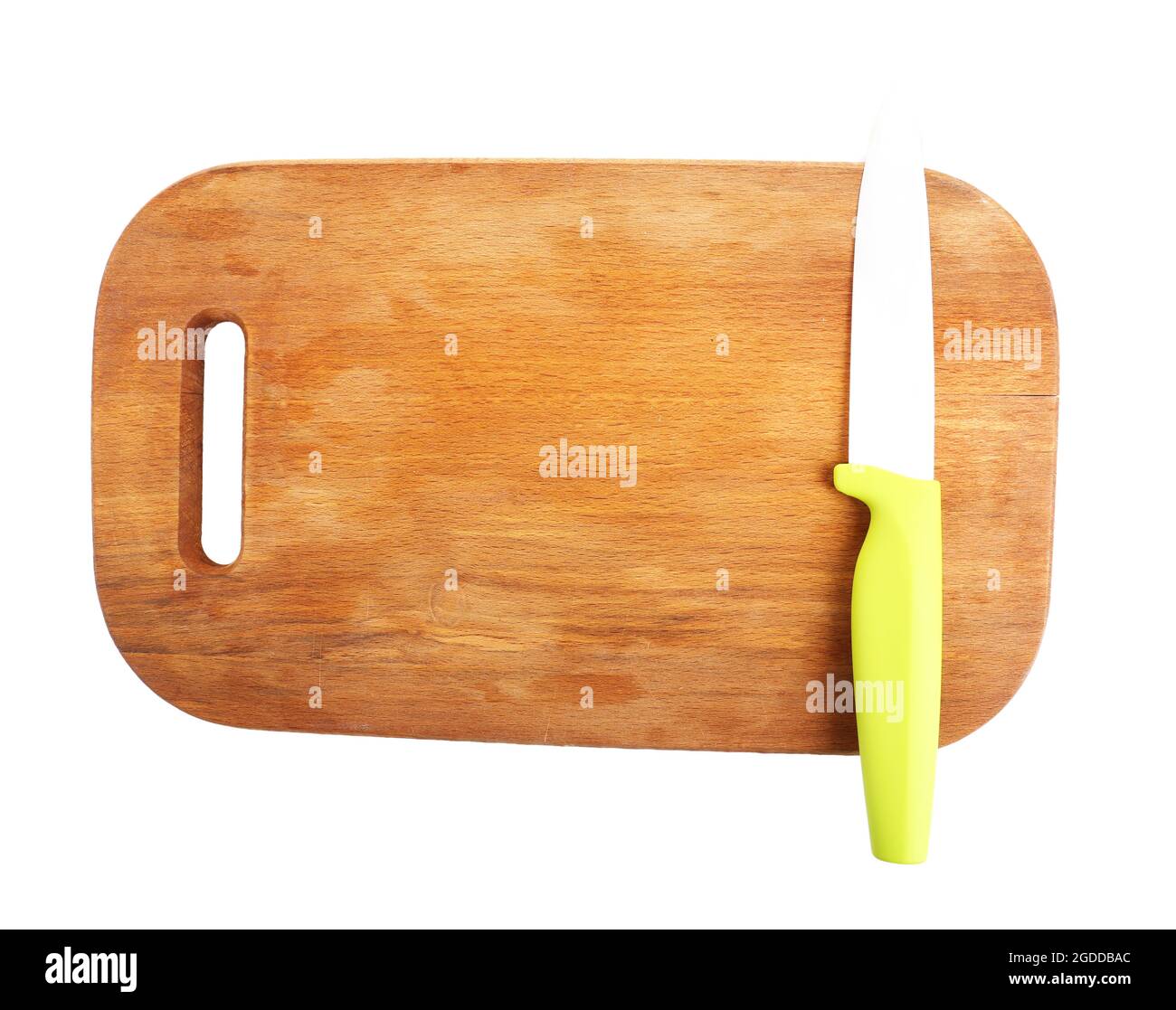 Kitchen knife and cutting board isolated on white Stock Photo - Alamy