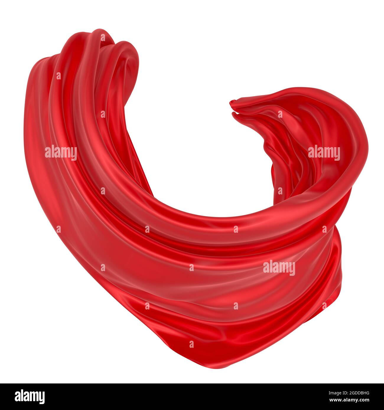 Beautiful flowing fabric flying in the wind. Red wavy silk or satin ...