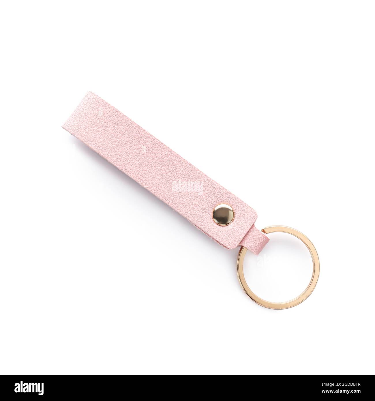 Leather keychain on white background Stock Photo - Alamy
