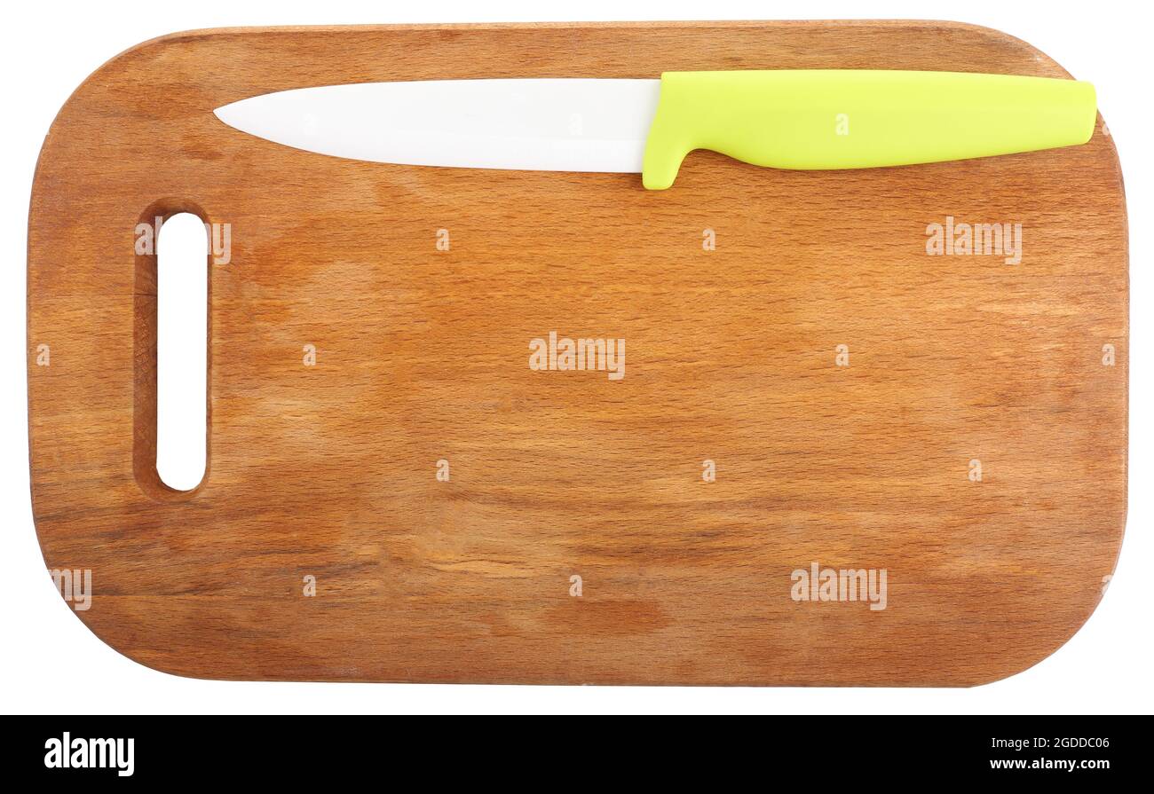Kitchen knife and cutting board isolated on white Stock Photo - Alamy