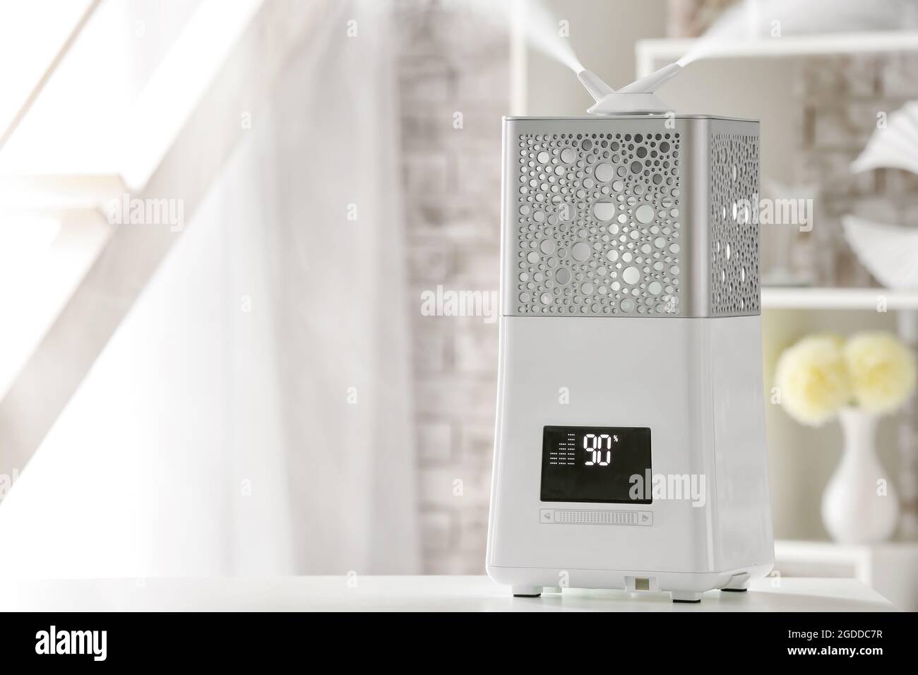 Modern humidifier on table in room Stock Photo - Alamy