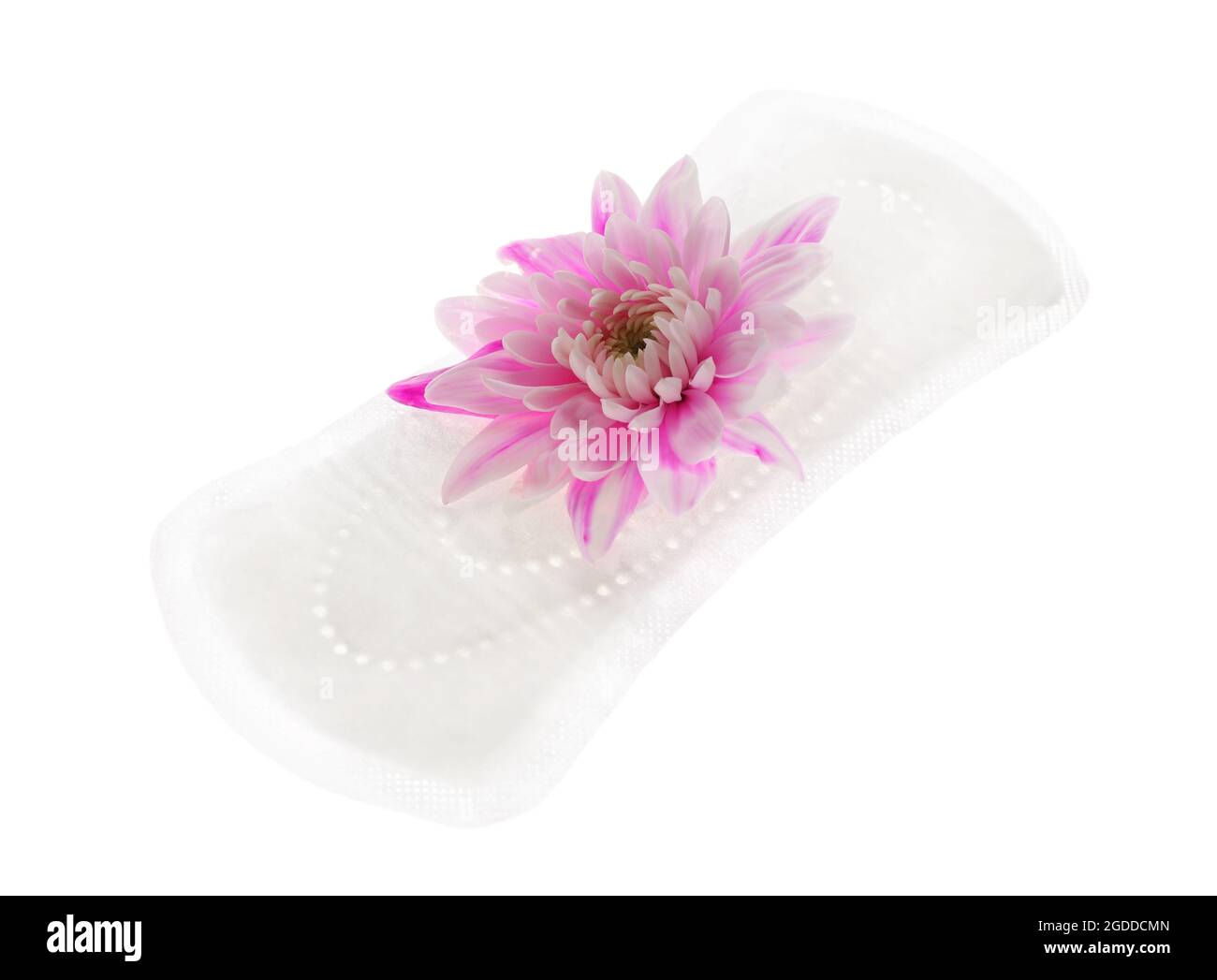 Menstrual pad and flower on white background Stock Photo - Alamy