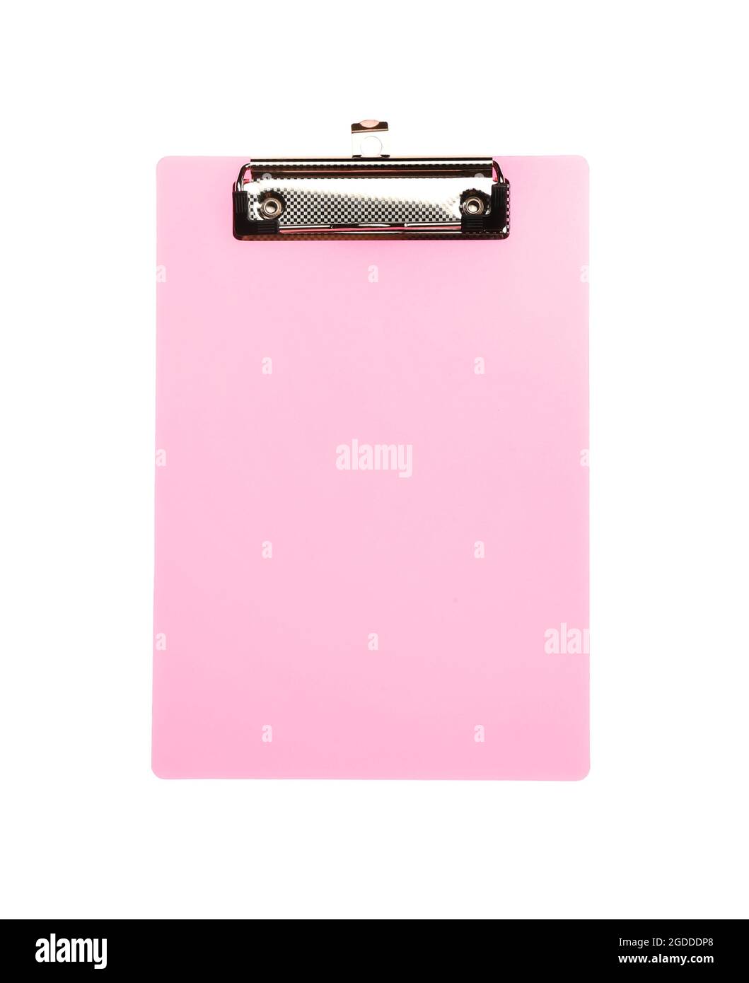 Pink clipboard on white background Stock Photo - Alamy